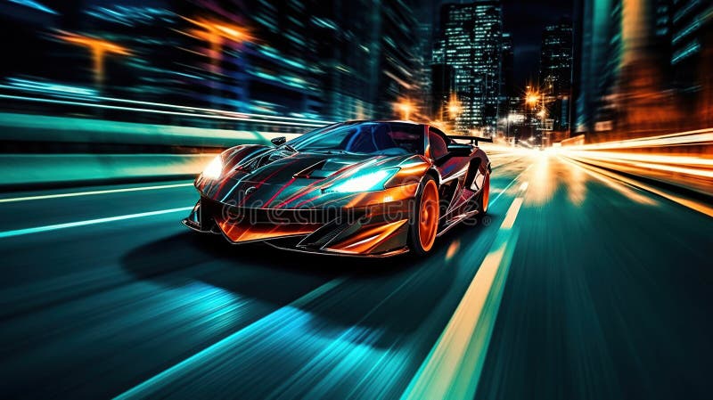 Red Race Car with Light Effect. Generative Ai Stock Illustration ...