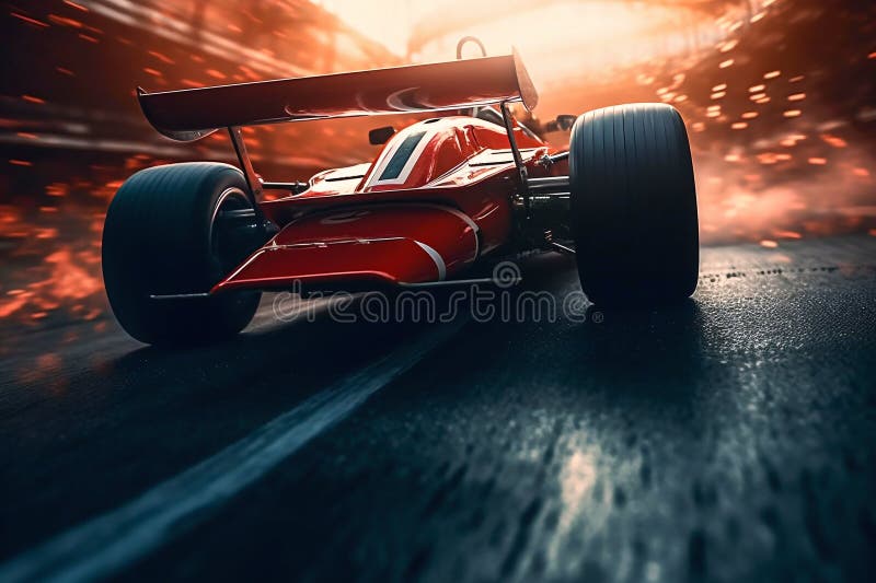 Red Race Car in Motion Blur. Generative AI Stock Illustration ...