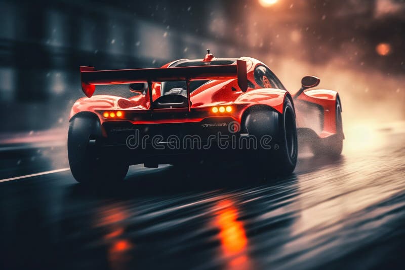 Red Race Car in Motion Blur. Generative AI Stock Illustration ...