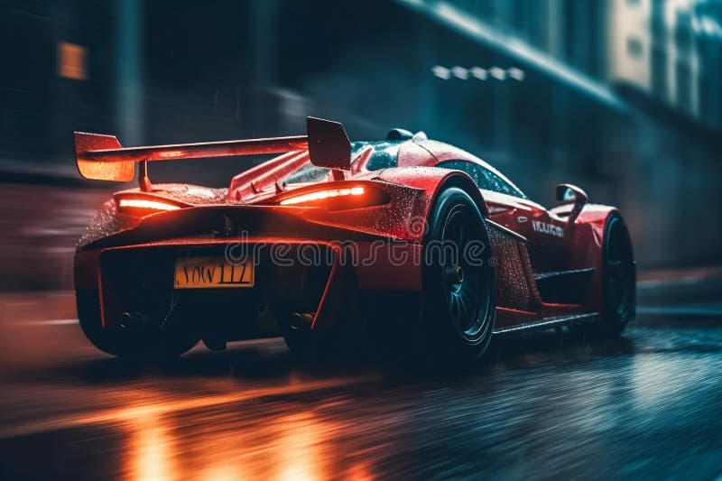 Red Race Car in Motion Blur. Generative AI Stock Illustration ...