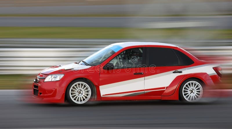 Red Race Car Racing on Race Track Stock Photo - Image of blur, champion ...