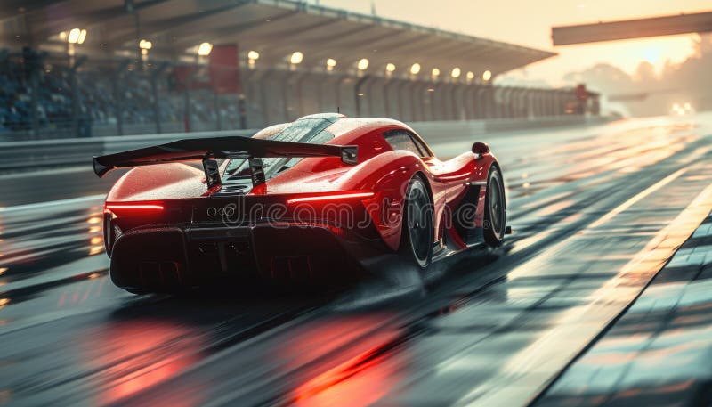 A Red Race Car is Speeding Down a Track by AI Generated Image Stock ...