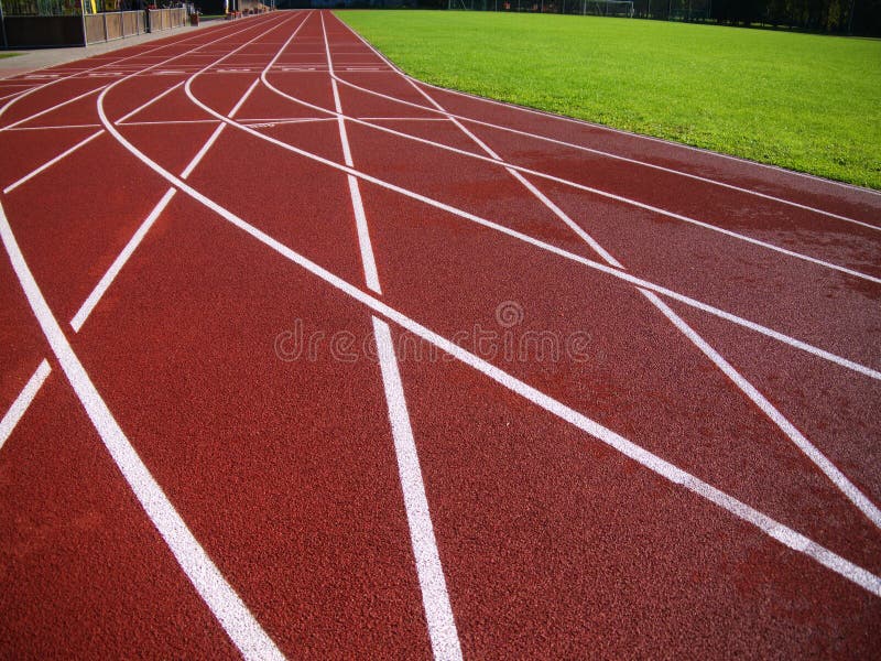 Red Racetrack on the Stadium Stock Photo - Image of grid, racecourse ...