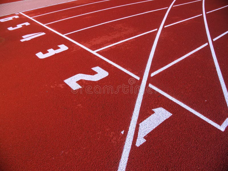 Red Racetrack on the Stadium Stock Image - Image of road, athlete: 44404369