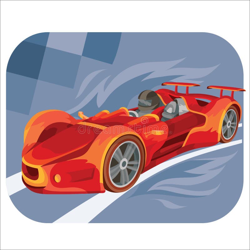 Red Racing Car on a Fast Track, Cartoon Illustration, Vector Stock ...