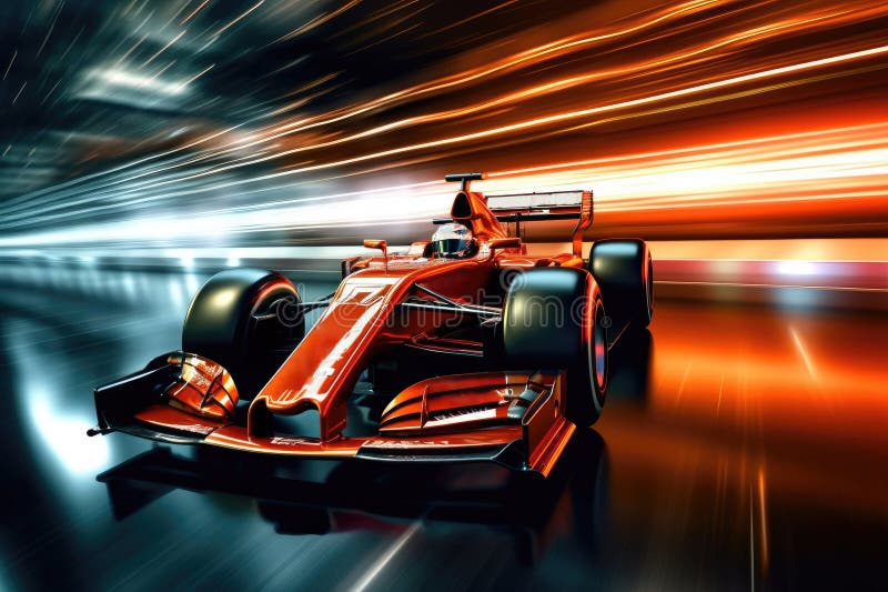 Red Racing Car in Motion in a Road. Generative AI Stock Illustration ...