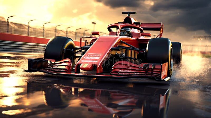 Red Racing Car on Track for Formula One Racing Stock Image - Image of ...