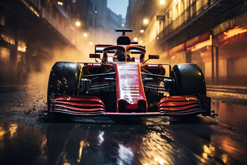 Red Racing Car on Track for Formula One Racing Stock Image - Image of ...