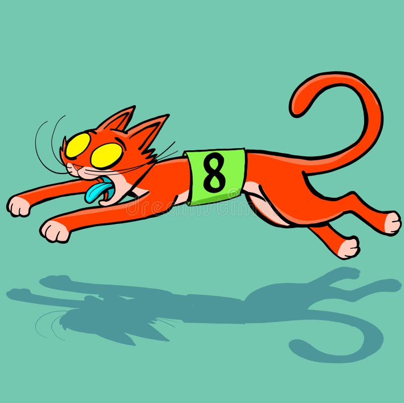 Red Racing Cat with the Number 8 on Its Back Stock Illustration ...