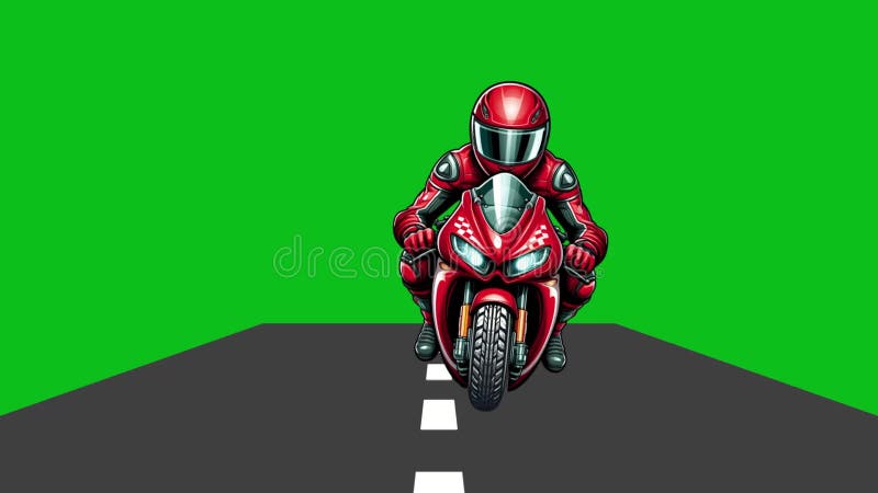 Red Racing Motorcycle Animation on Green Screen Road Stock Footage ...