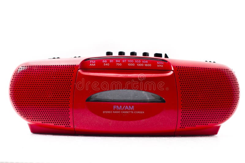 Red Radio Cassette Player stock image. Image of manual - 34277595
