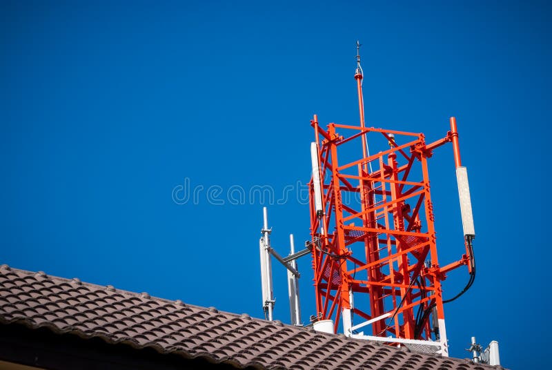 Red radio tower. stock photo. Image of technology, cellular - 45003448