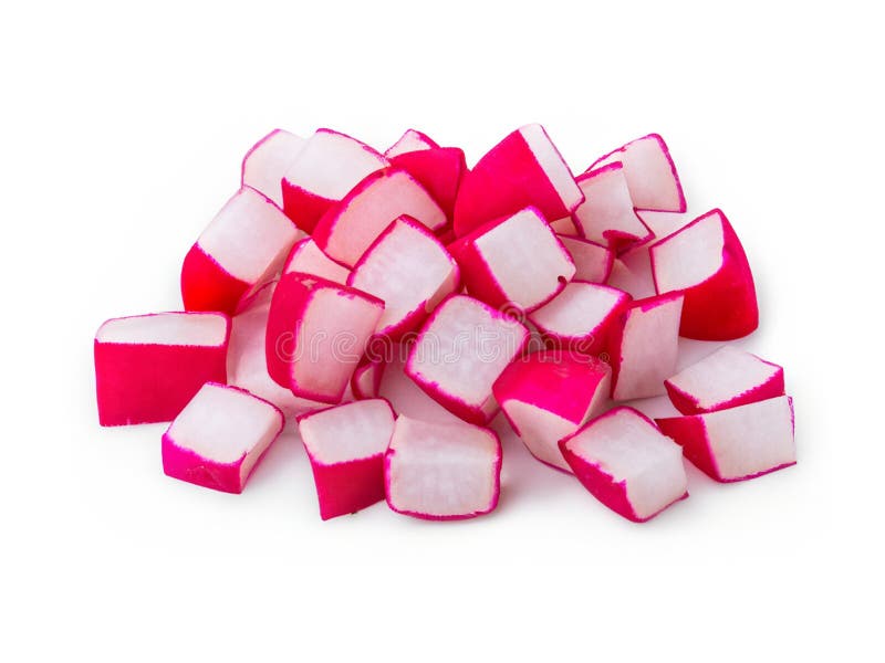 Red Radish Sliced Pieces Isolated on White Stock Image - Image of ...