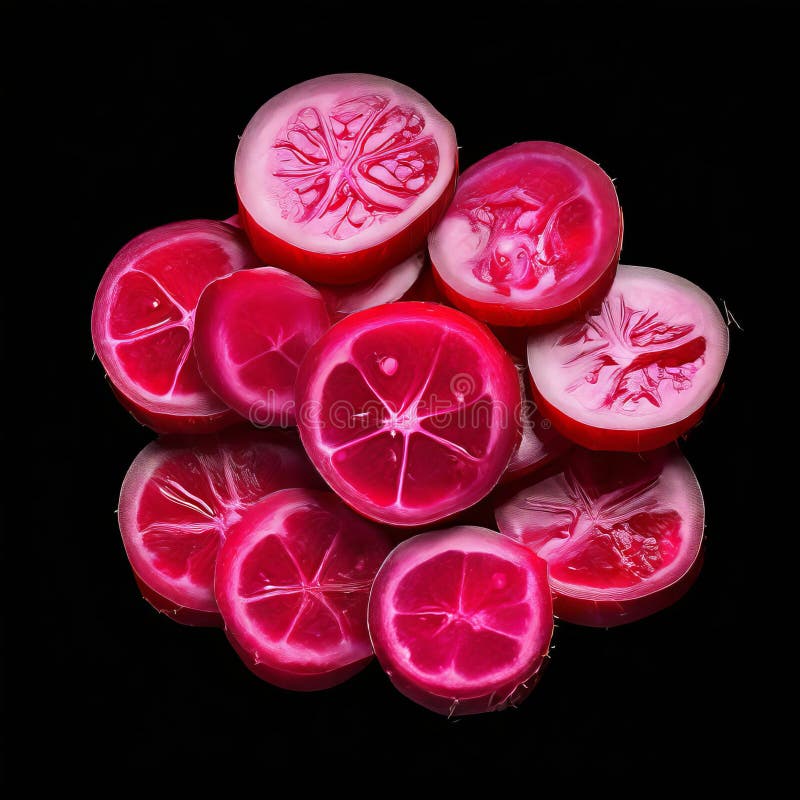 Red Radish Slices Arranged in a Top View Shot for a Dynamic an Stock ...