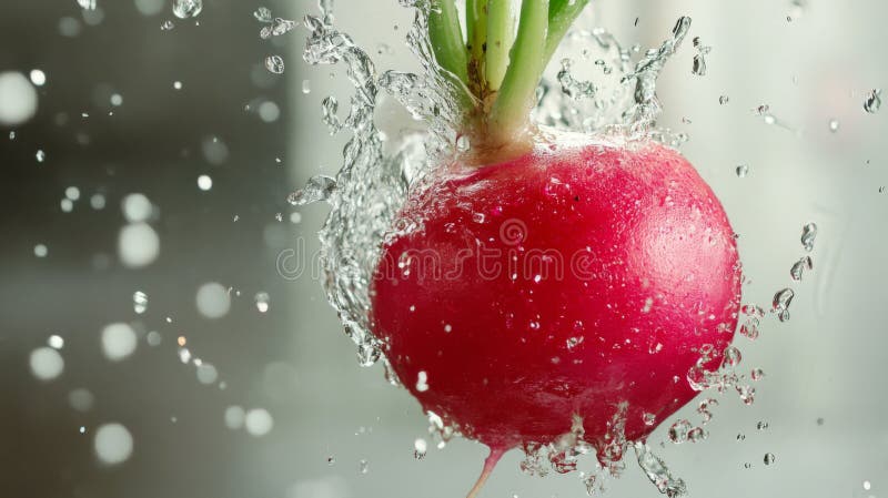 Red Radish Splashing in Water Stock Illustration - Illustration of ...