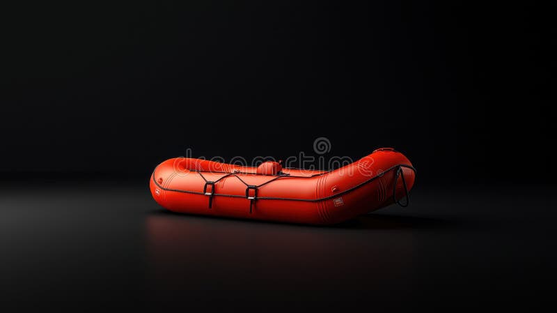 Vibrant Red Raft on Smooth Black Surface, Study in Color and Contrast ...