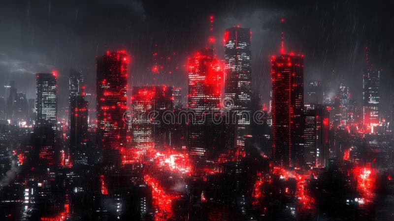 Red Rain Cityscape stock image. Image of aesthetic, dark - 366488059