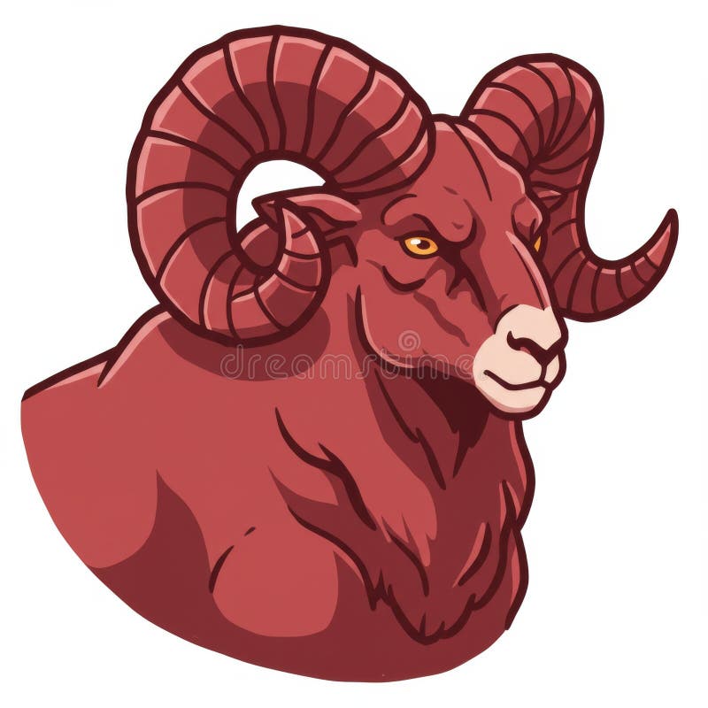 Red Ram Head Illustration stock illustration. Illustration of nature ...