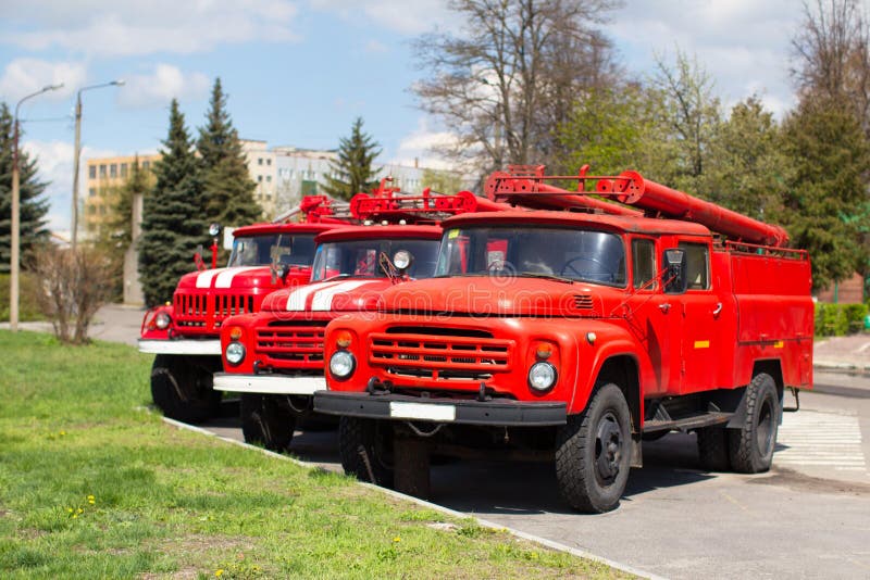 Red Rare Soviet Fire Engines Stock Image - Image of engine, death ...