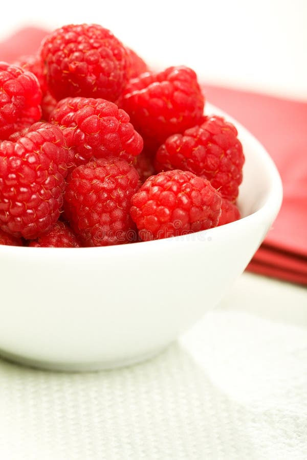 Red Raspberries stock image. Image of leaf, dessert, white - 11131467
