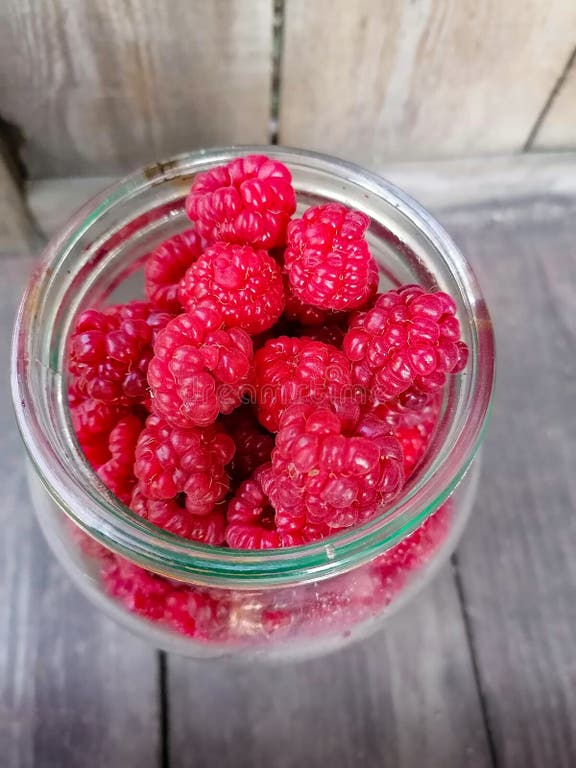 Red Raspberry Berry is in a Jar Stock Photo - Image of berry, raspberry ...