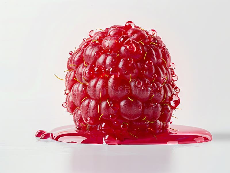 A Red Raspberry is Dripping with Liquid Stock Photo - Image of ...