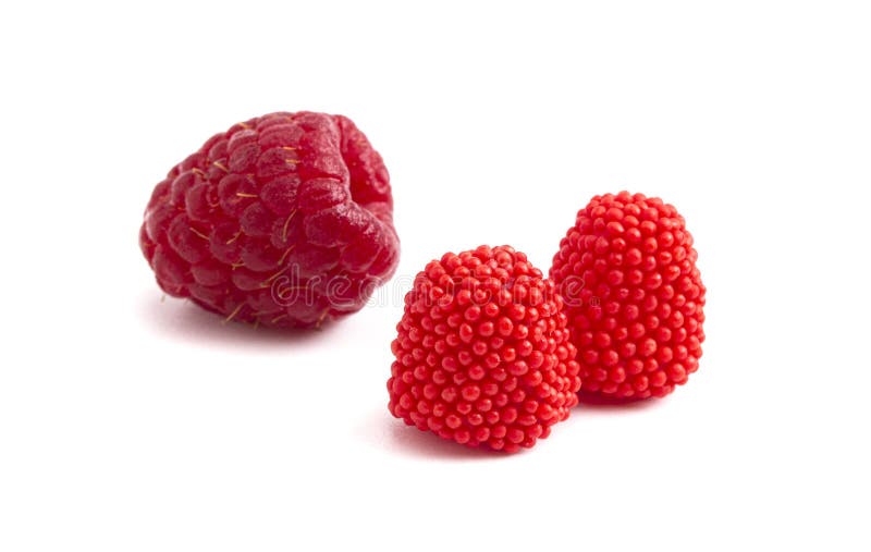 Red Raspberry Gummy Candy on a White Background Stock Photo - Image of ...