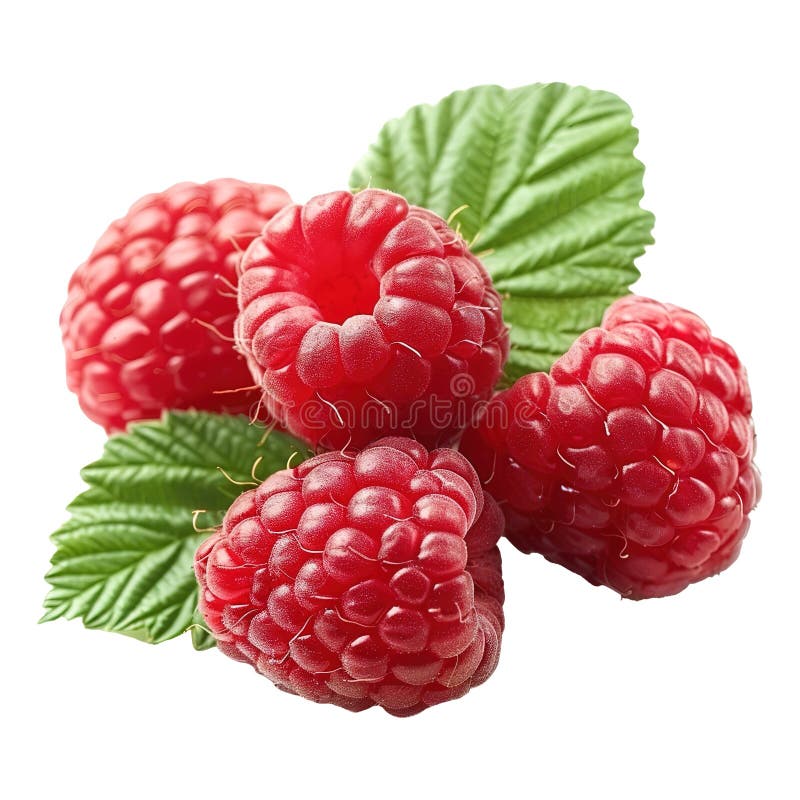 Red Raspberry with Lush Green Stem, Delicious and Nutritious Stock ...