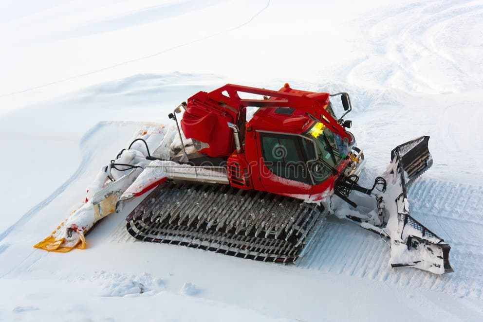 Red ratrak snowmobile stock image. Image of slope, winter - 23279117