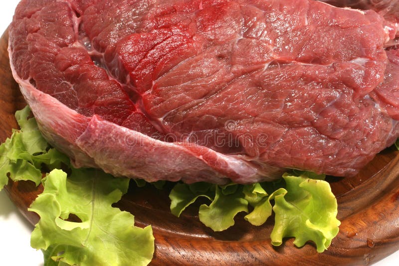 Red Raw Beef Meat Over White Stock Image - Image of sirloin, plate: 5610739