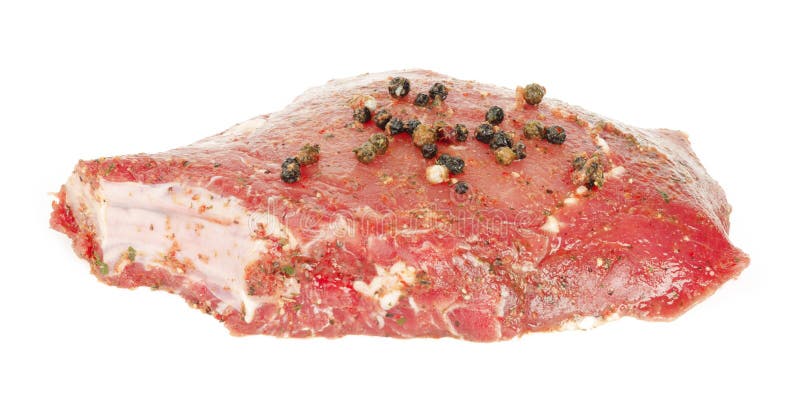 Red Raw Meat with Spices on a White Background Stock Image - Image of ...