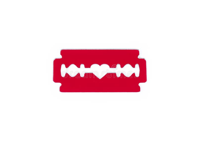 Red Razor Blade with a Heart-shaped Opening in the Middle Isolated on ...