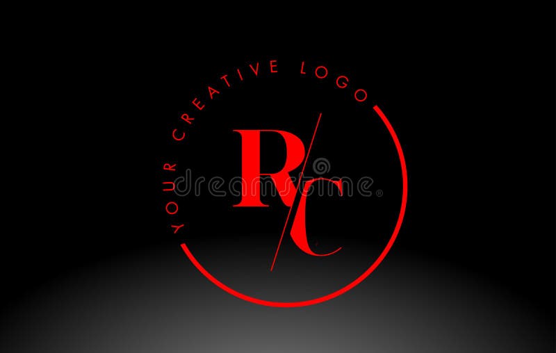 Red RC Serif Letter Logo Design with Creative Intersected Cut Stock ...