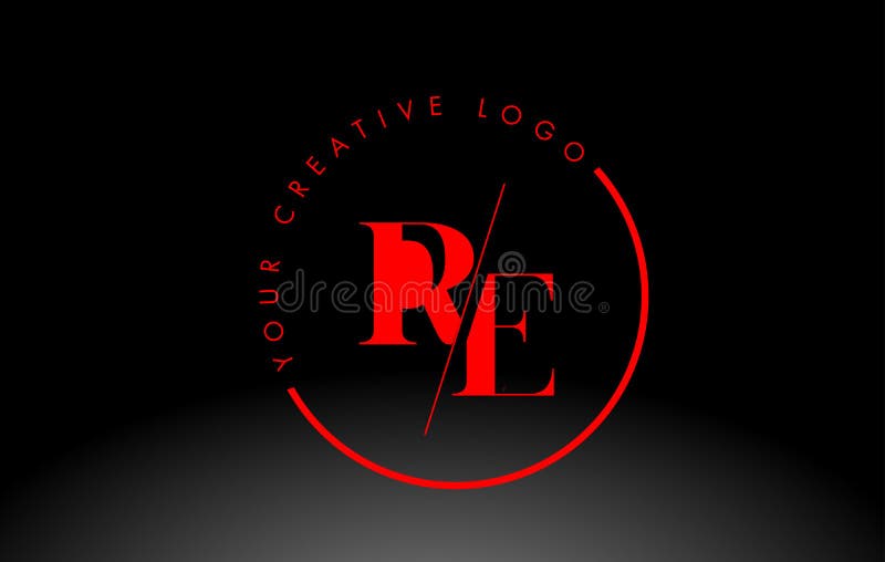 Red RE Serif Letter Logo Design with Creative Intersected Cut Stock ...