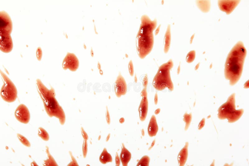 Red Real Blood Splashed Isolated on White Background Stock Photo ...