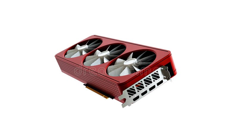 Red Realistic Computer Graphic Video Card. Isolated on White Background ...