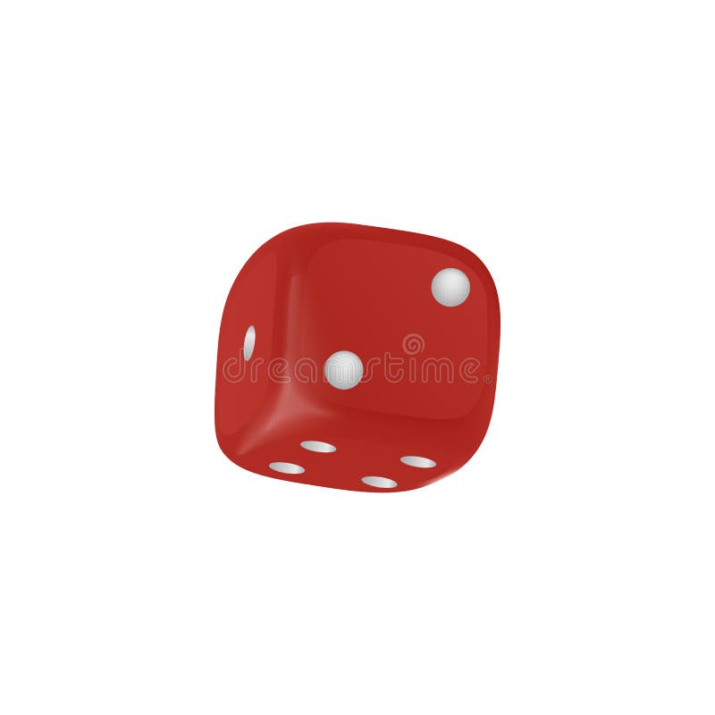 Red Realistic Dice with Random Numbers of Round Dots, Isometric View ...