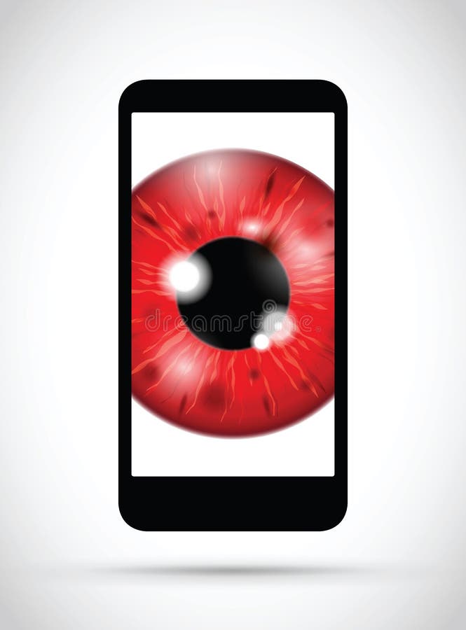 Red Realistic Eyeball on a Cell Mobile Phone Stock Vector ...