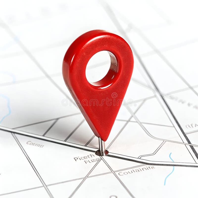 Red Realistic Map Pin Location Icon on White Background Stock ...