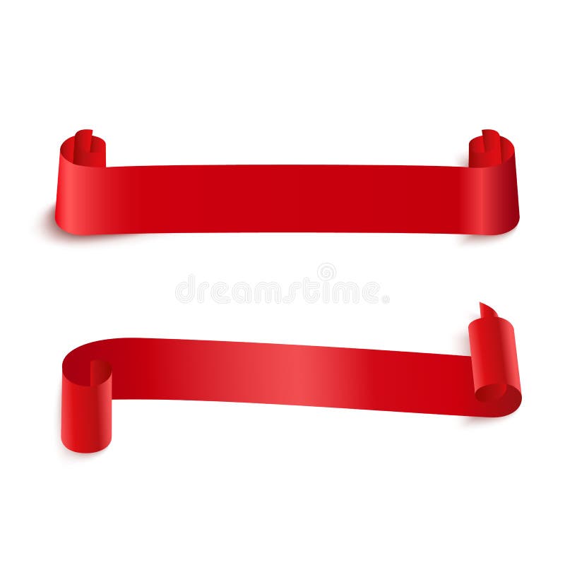 Red Realistic Ribbon Banners Set. Vector Illustration for Design Stock ...