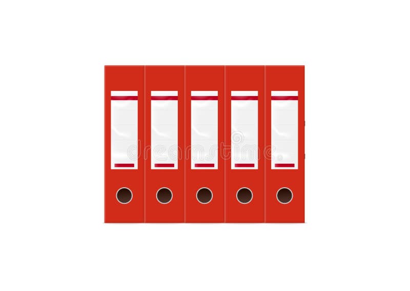 Red Realistic Ring Binders for Documents Stand in Row Stock Vector ...