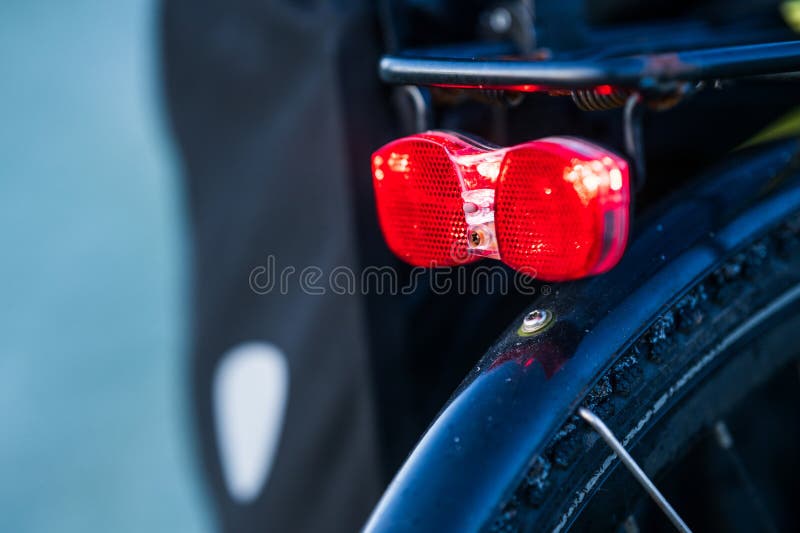 Red Rear Light on a Bicycle.. Stock Image - Image of green, vintage ...
