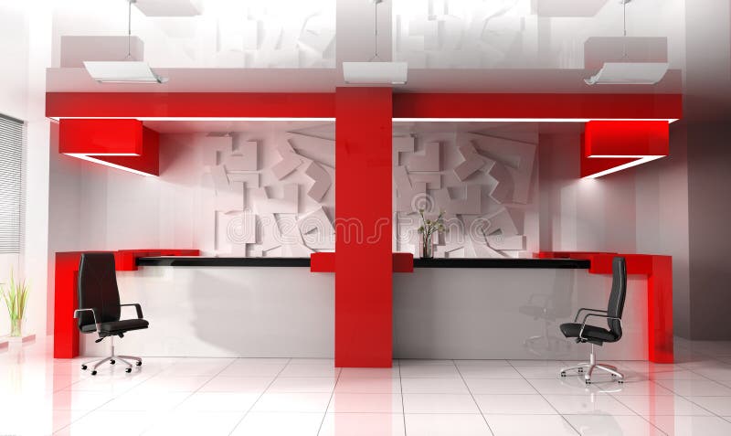 Reception in modern hotel stock illustration. Illustration of hotel ...