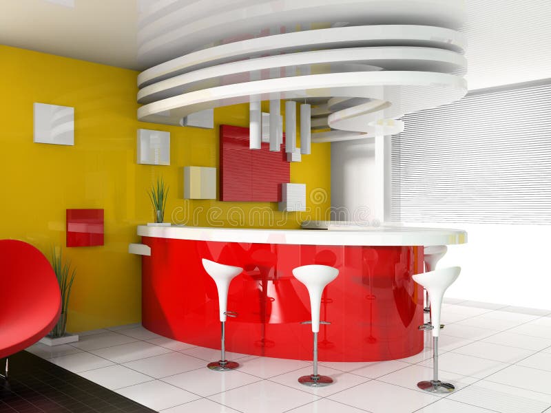 Red Reception in Modern Hotel Stock Illustration - Illustration of ...