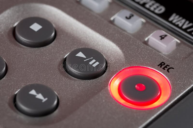 Red Record Button Illuminated on Recorder Stock Image - Image of ...
