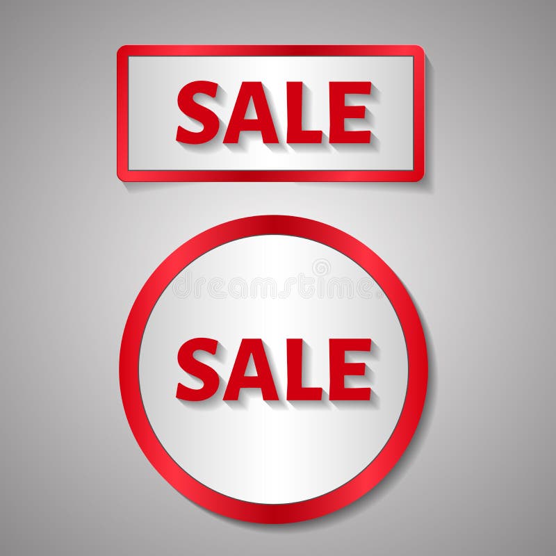 Red Rectangle and Circle Sticker, Text of Sale Stock Vector ...