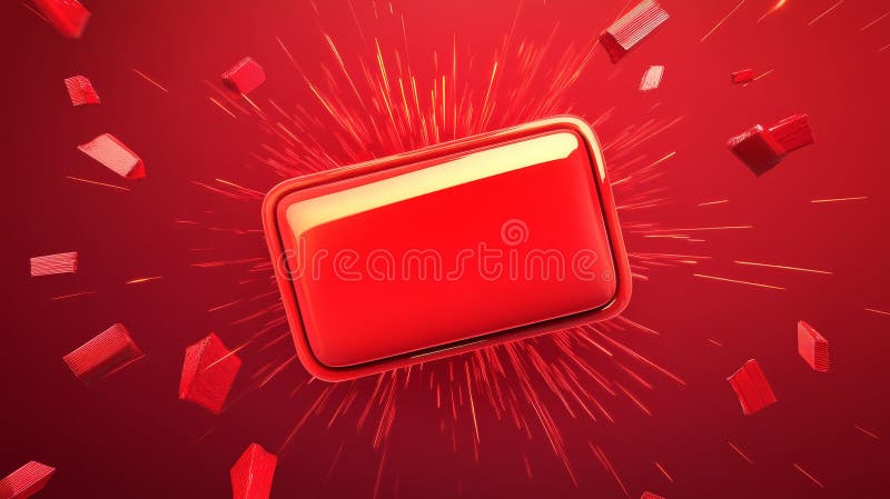 A Red Rectangle Shape with a Glossy Finish is Surrounded by a Burst of ...