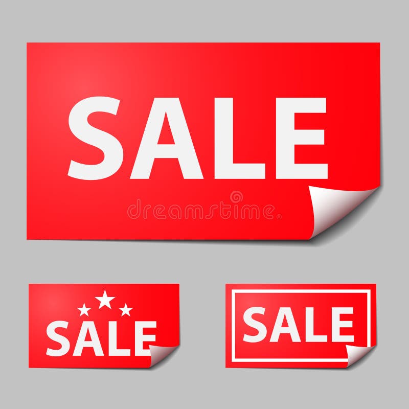 Red Rectangle Sticker, Text of Sale Stock Vector - Illustration of ...