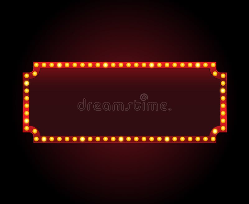 Rectangle Vector Theater Sign Frame with Lights Stock Vector ...