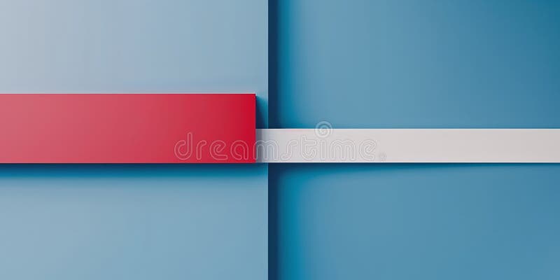 Red Rectangle on a White Strip on a Blue Background Stock Photo - Image ...
